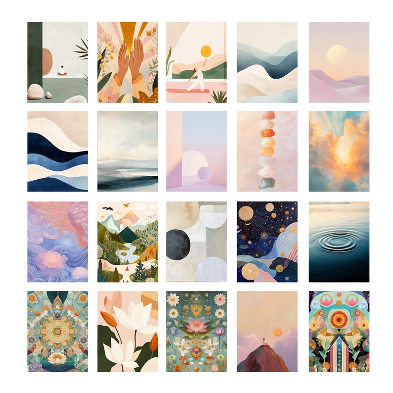 Bundle Meditation Room Decor, Printable Yoga Day Poster, Abstract ...