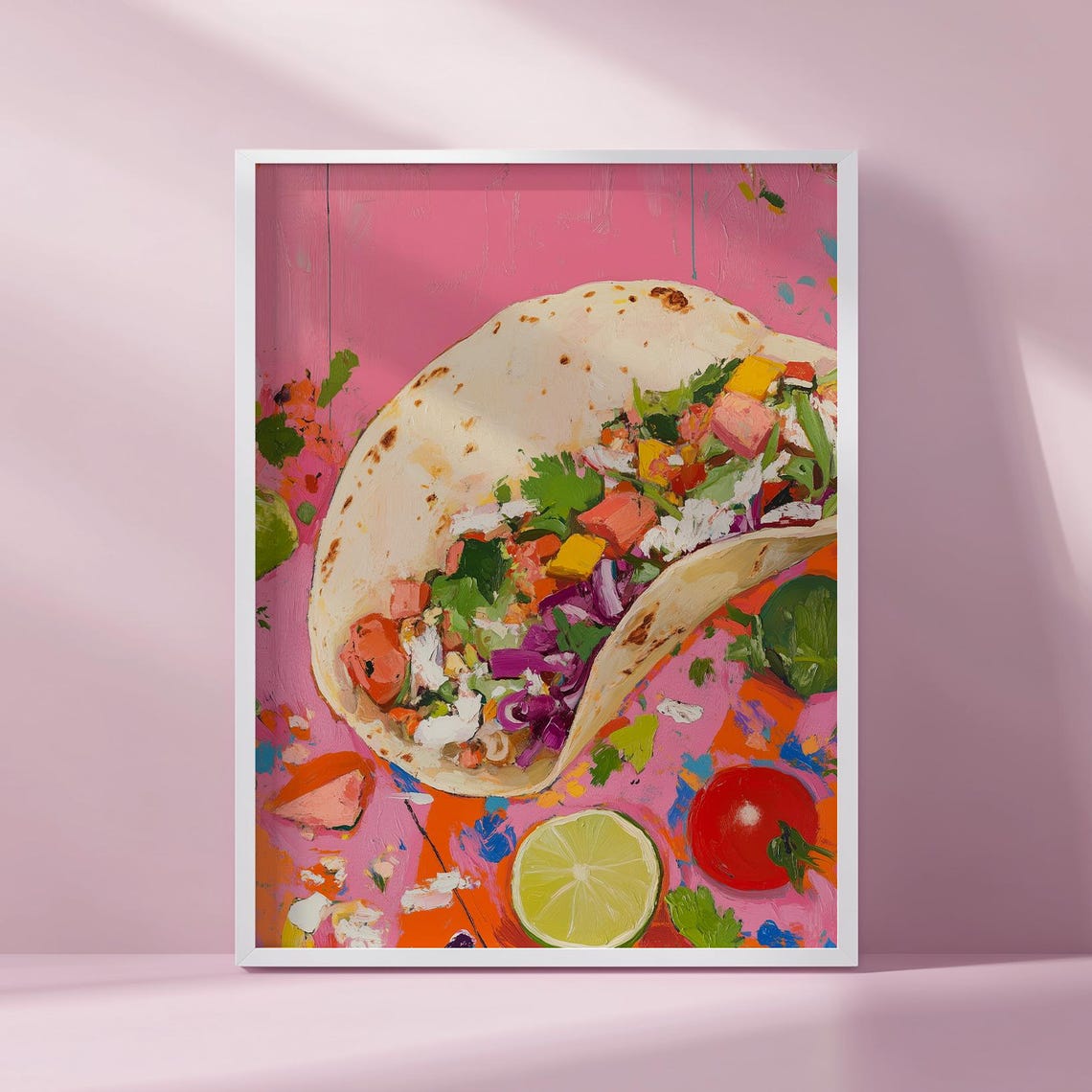 Mexican Taco Food Wall Art, Mexican Tako Poster, Abstract Bold Kitchen ...