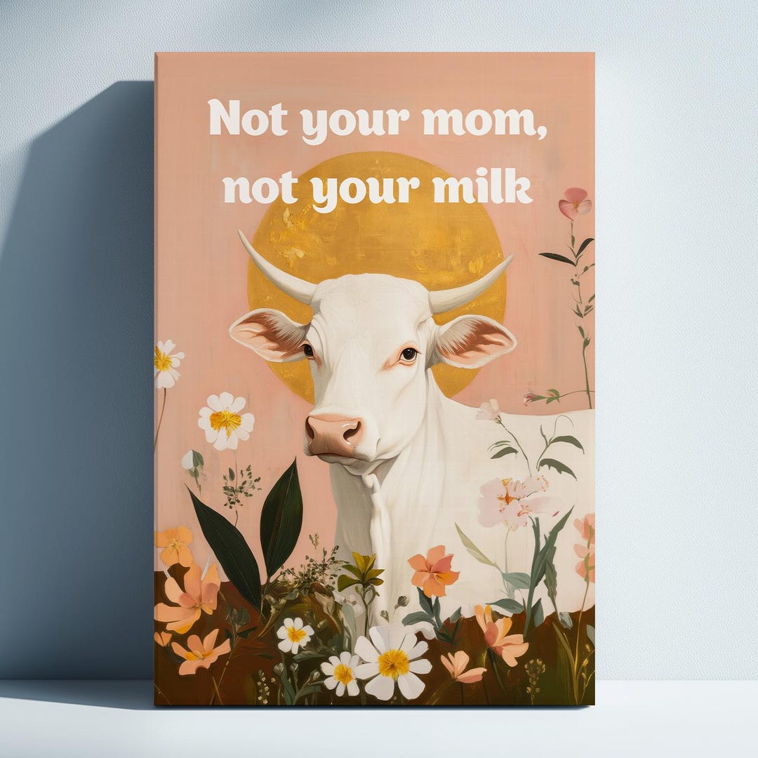 Vegan Cow Print Download, Vegan Art Print, Vegetarian Wall Art, Gift ...