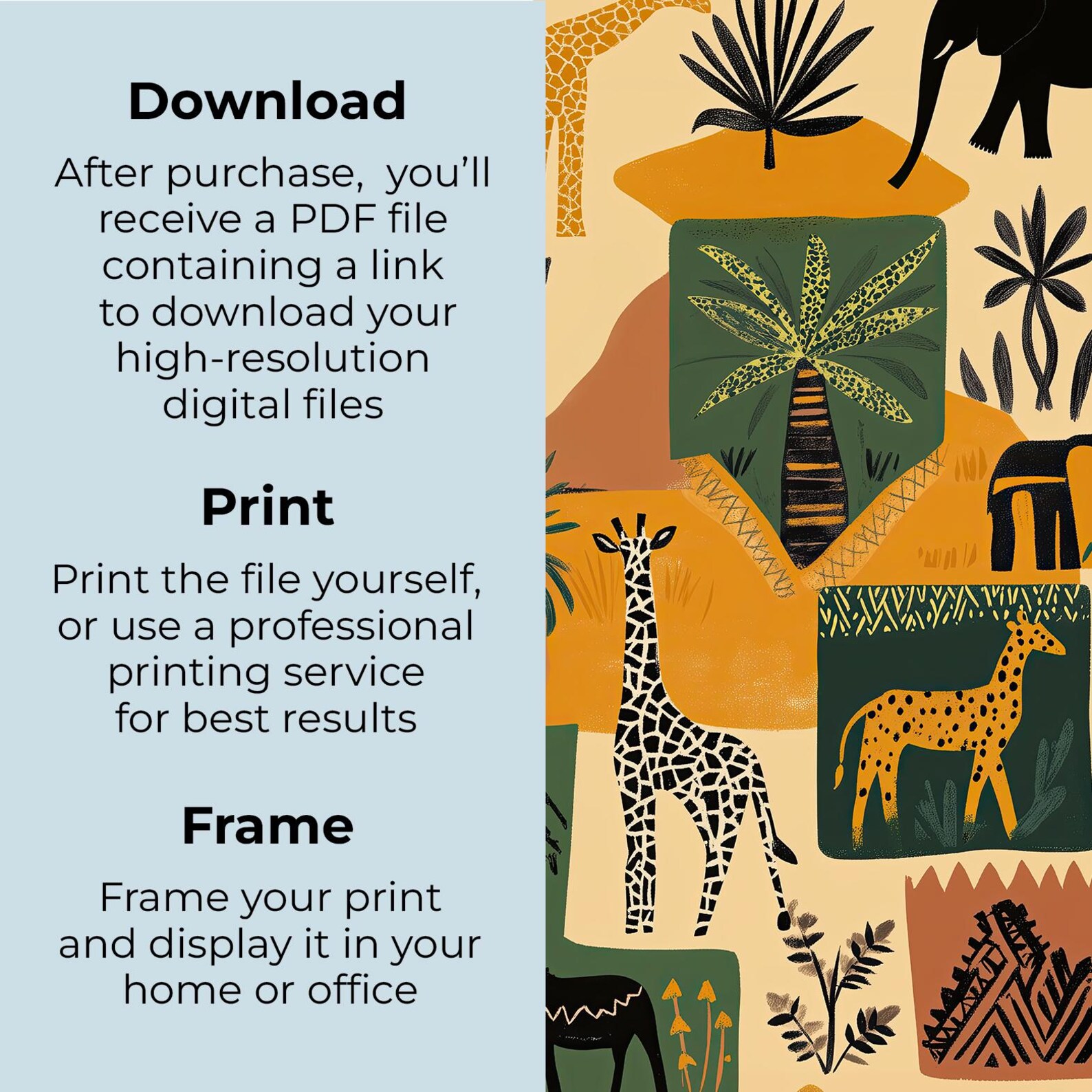 Set of 3 African Wall Art Print Tribal Safari Decor Ethnic Poster Boho ...