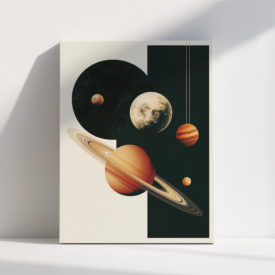 Modern Solar System Poster, Planet Illustration Wall Art, Outer Space ...