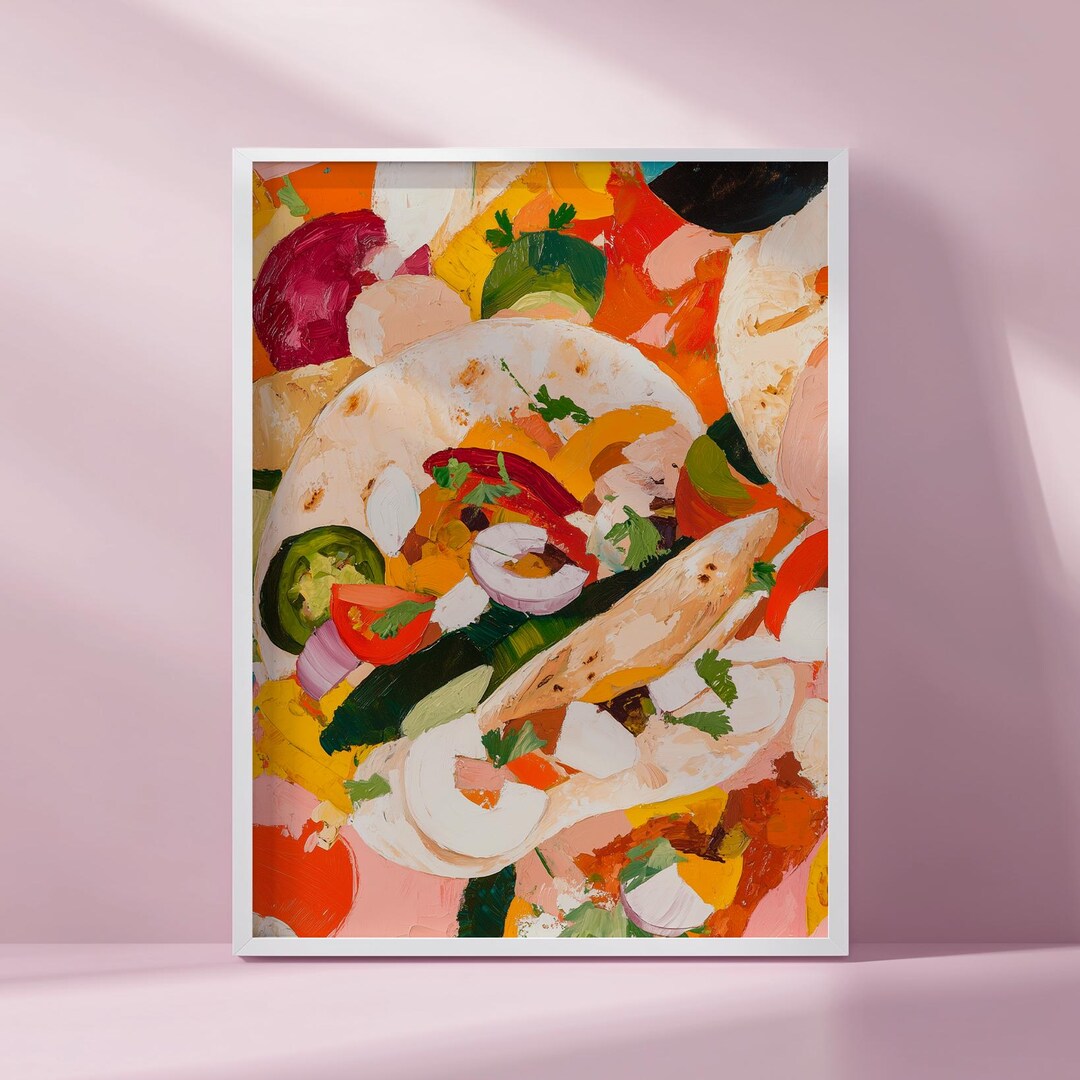Mexican Taco Food Wall Art, Mexican Tako Poster, Abstract Bold Kitchen ...