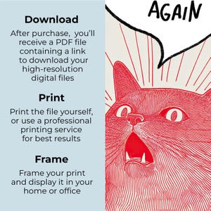 Not You Again Cat Poster, Funny Comic Style Wall Art, Quirky Cat ...