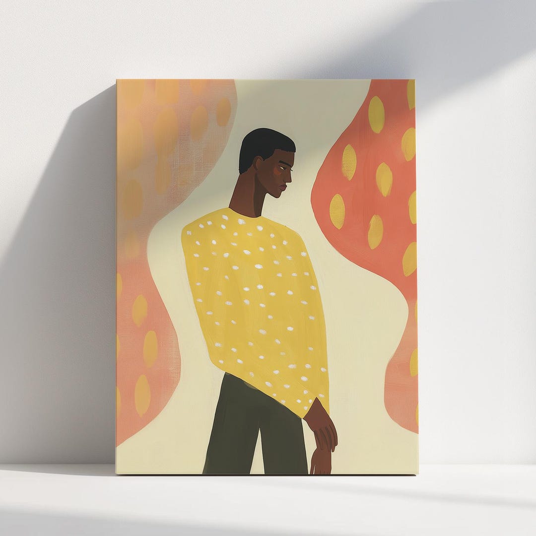 Abstract Bold Black Man Portrait Poster Bright Modern Sketch Print ...