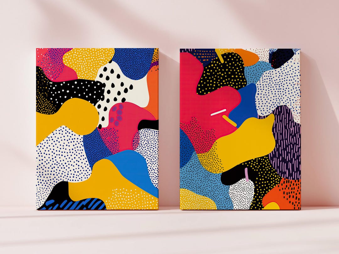 Set of 2 Colorful Wall Art, Bright Modern Download Art, Vivid ...