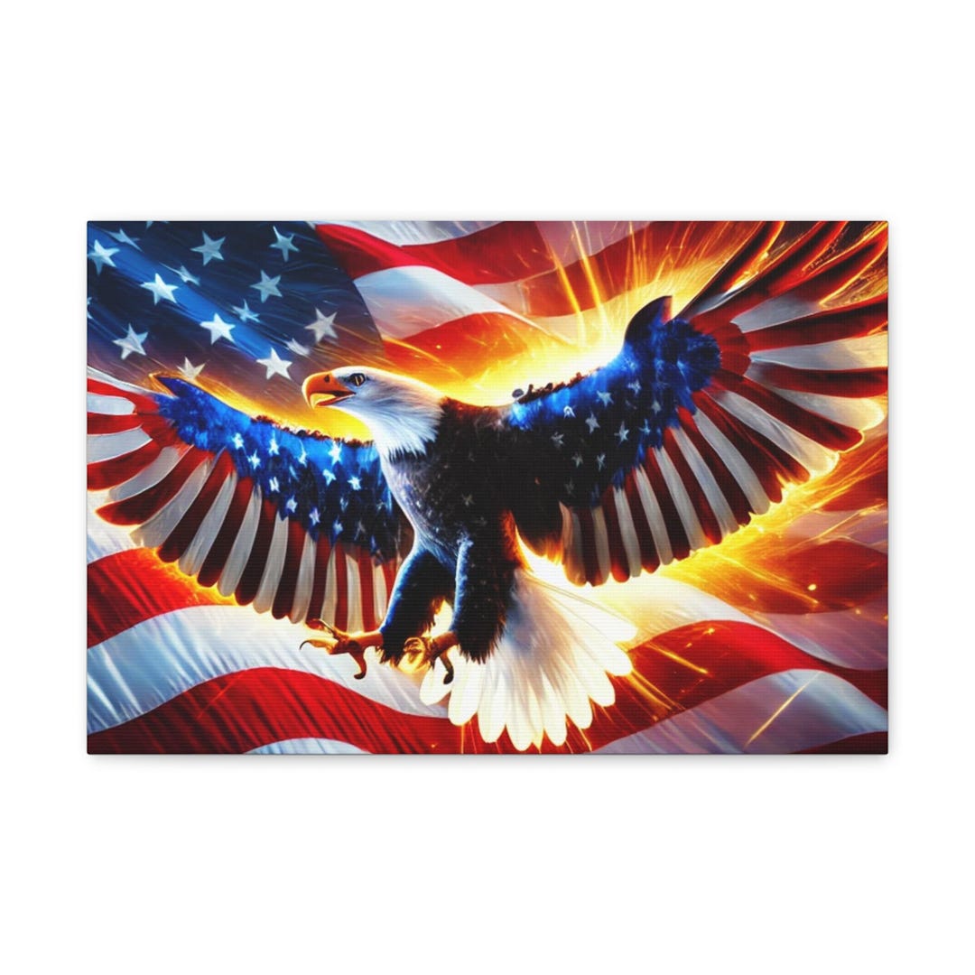 Patriotic American Flag Eagle Art, Wall Art Decor, Home Decor ...