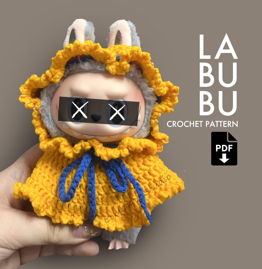 Labubu Hooded Cape Crochet Pattern Amigurumi Doll Costume PDF Plush ...