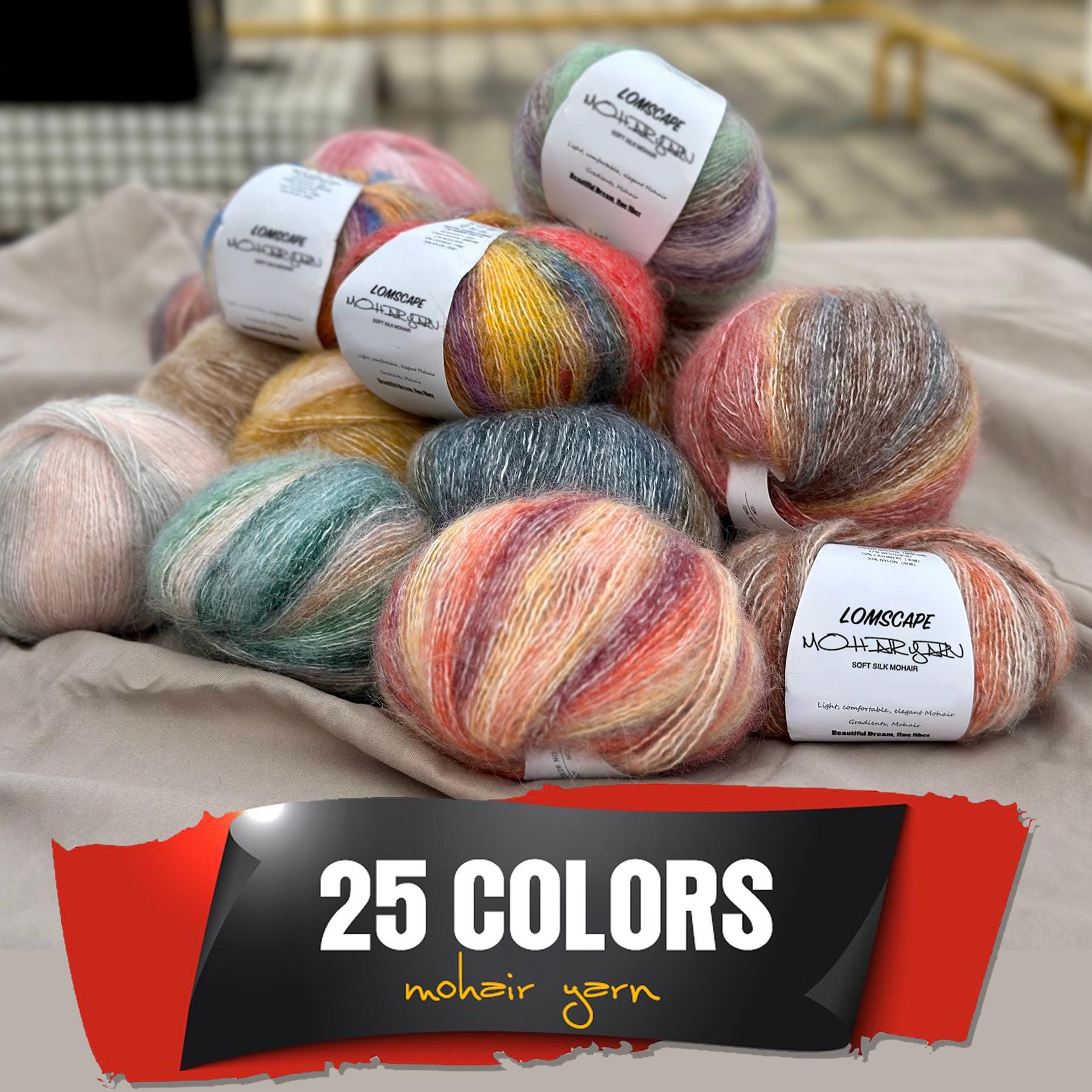 Kid Silk Mohair Yarn, Silk Yarn-hand Dyed Kid Mohair, Yarn Lacing, Yarn ...