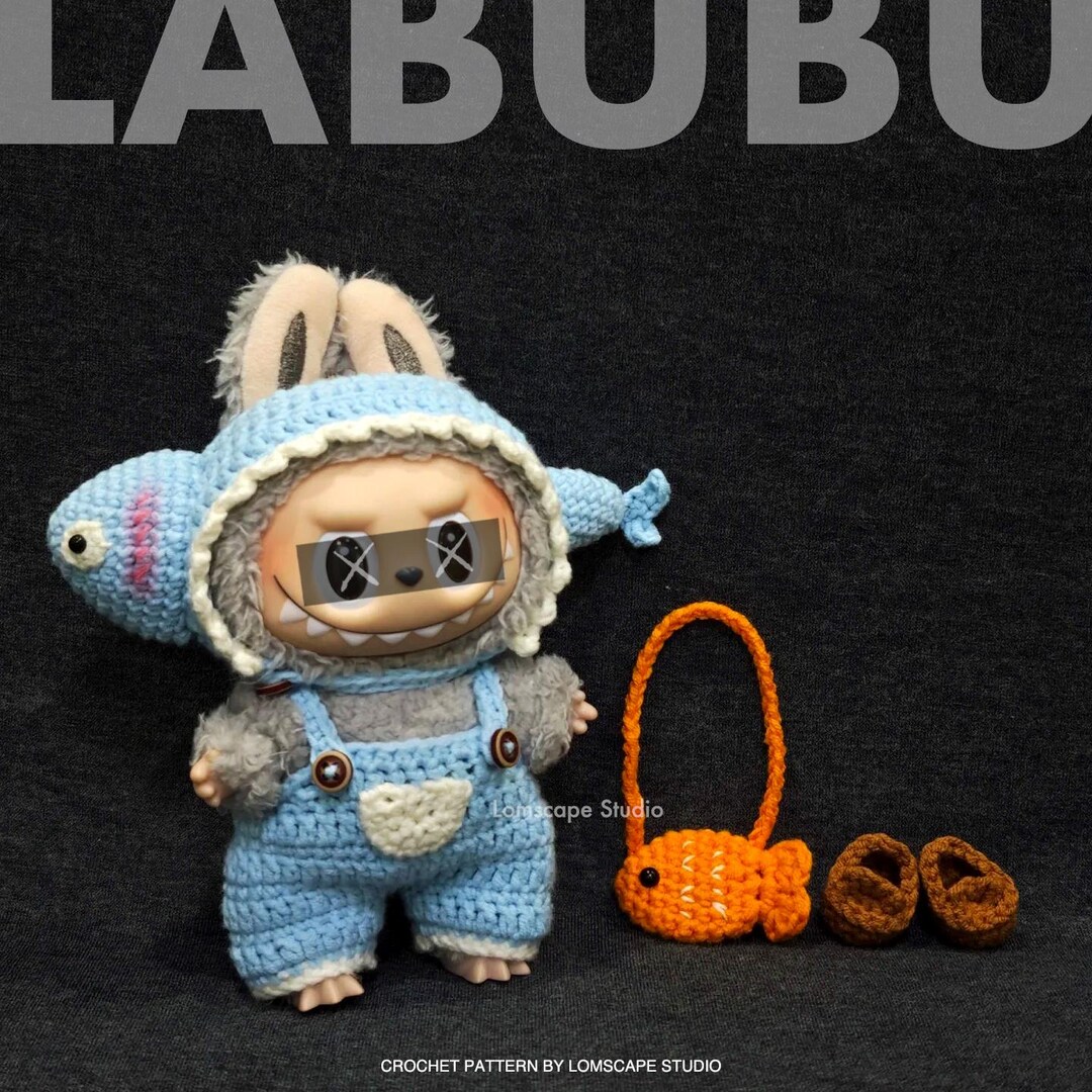Labubu Outfit Crochet Pattern Fish Hat Stylish Clothes for Collectible ...