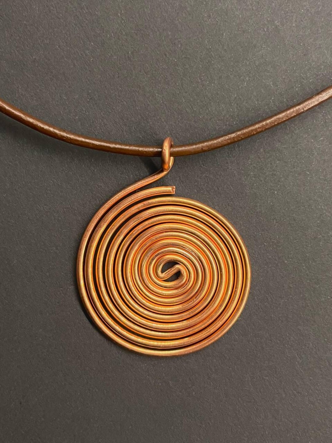 Handmade Copper Spiral Pendant With Leather Necklace – Balance and ...