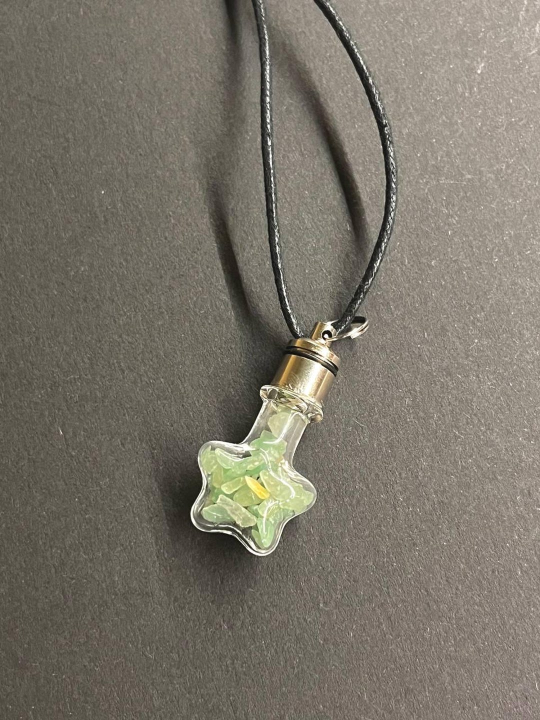 Star Green Aventurine Potion Bottle Necklace — Green LED Light, Glass ...