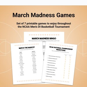 March Madness Printable Games - Etsy