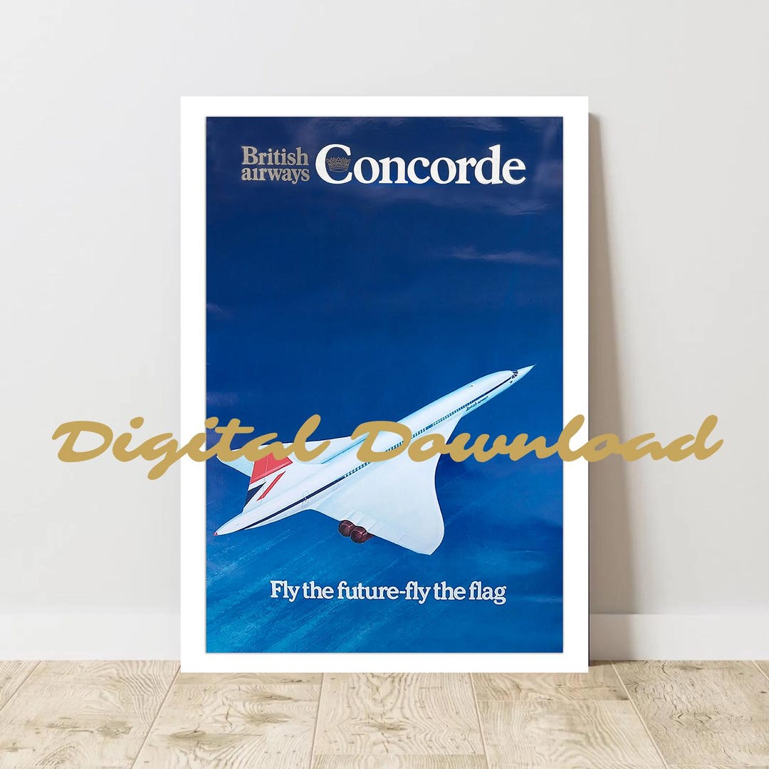 Concorde Retouched Original Poster Download A3 British Airways - Etsy