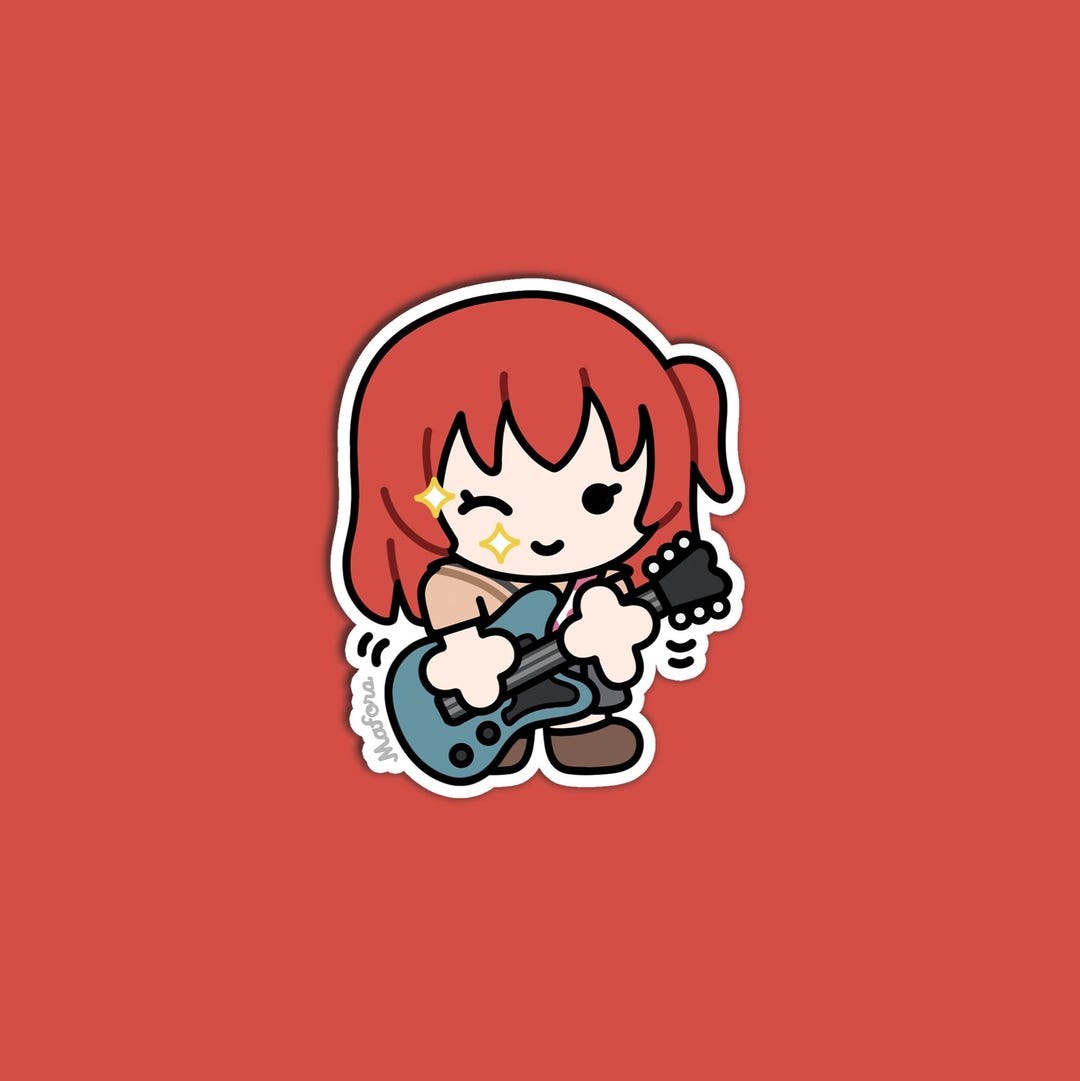 Outgoing Guitarist | Vinyl Sticker - Etsy