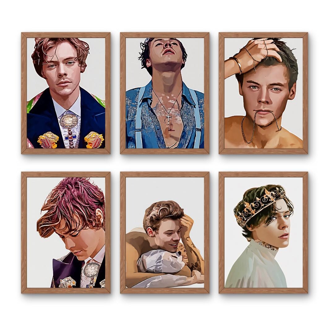 Set of 6 Harry Styles Art Prints, Harry Styles Portrait, Digital Art ...