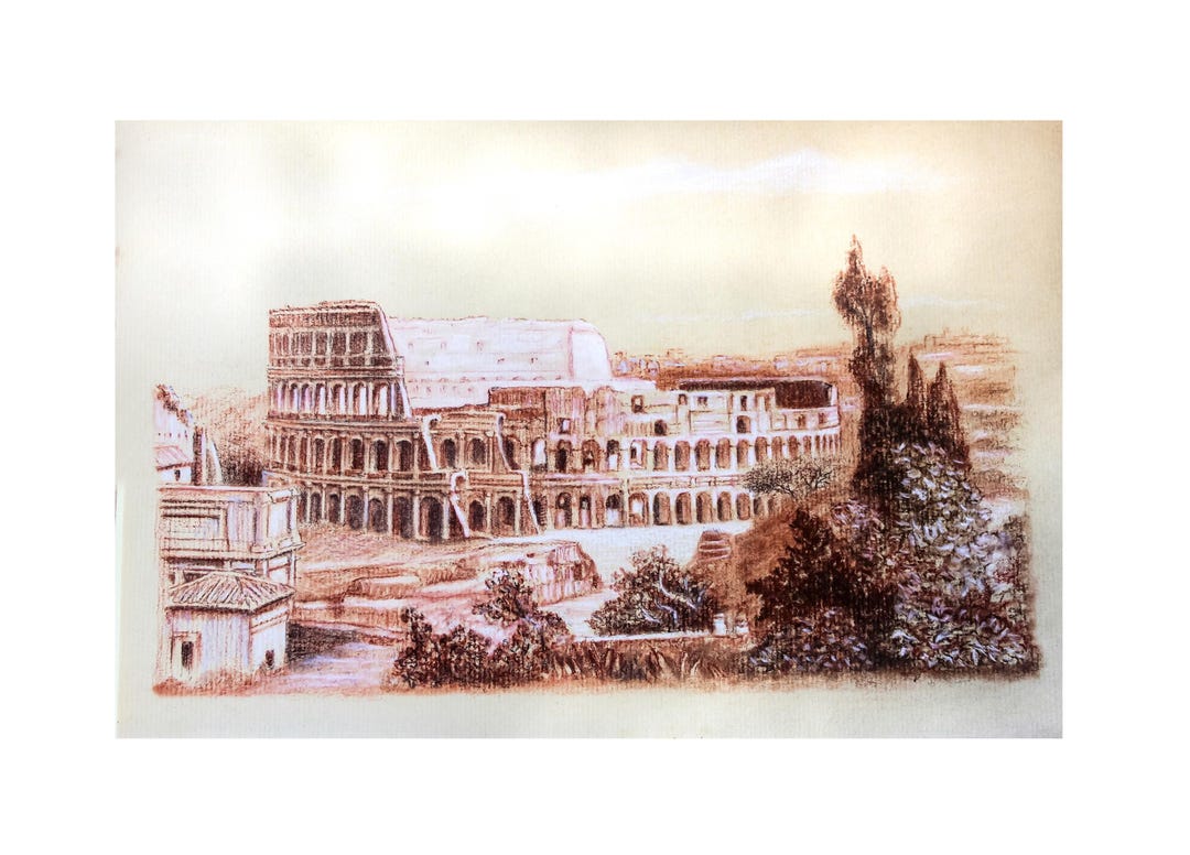 Colosseum Drawing in Rome. Colosseum Painting in Rome. Colosseum ...