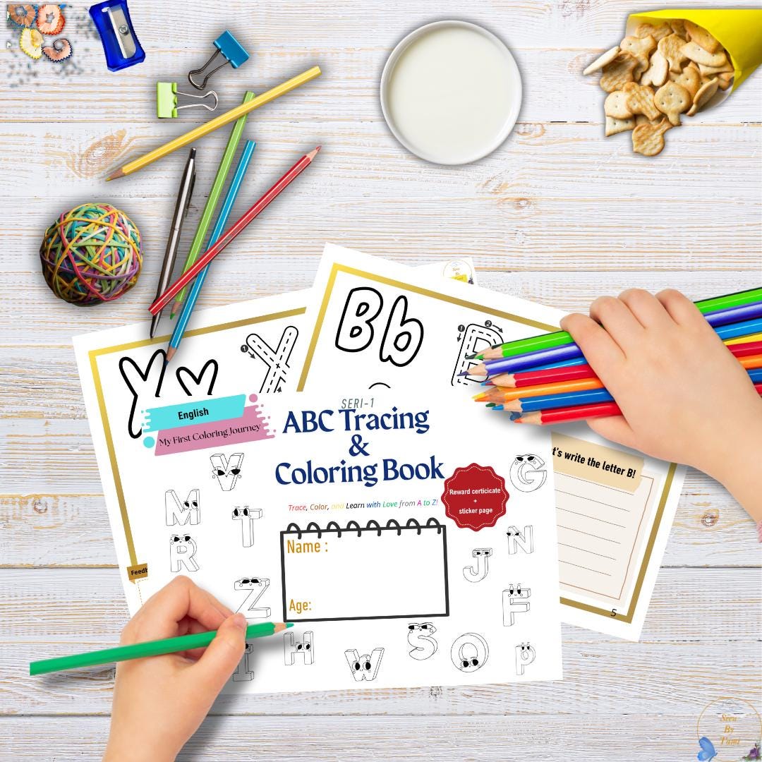ABC Tracing & Coloring Book - Fun Alphabet Activity for Kids (A-Z) - Etsy