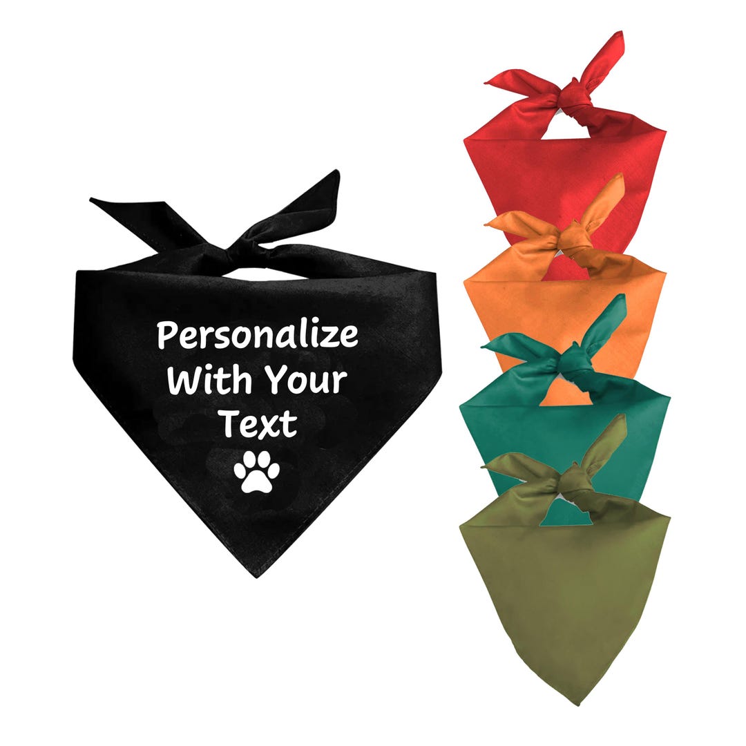 Personalized Dog Bandana With Paw, Tie on Bandana With Your Text ...