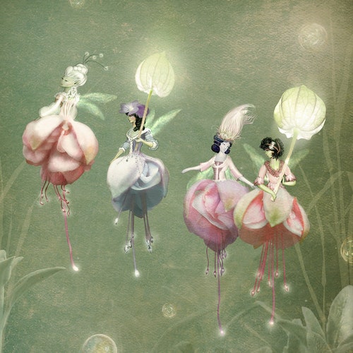 Fuchsia Flower Fairies by Susan Schroder Mythic Fantasy - Etsy