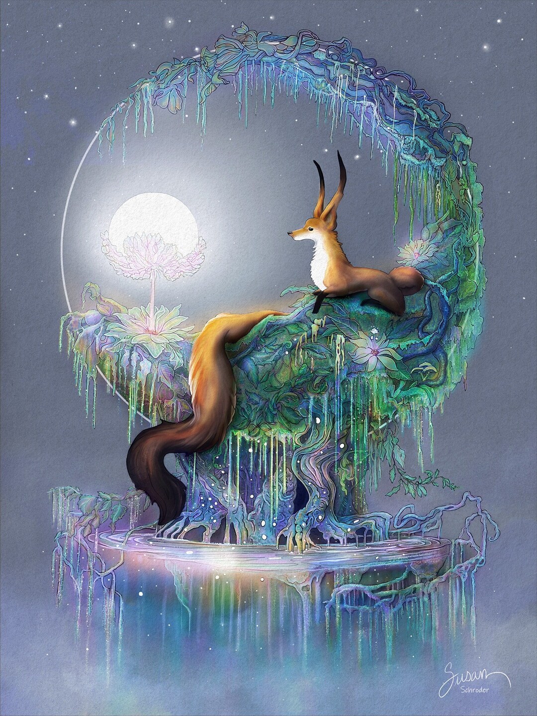 Moon Flowers by Artist Susan Schroder- Fine Art Print - Etsy