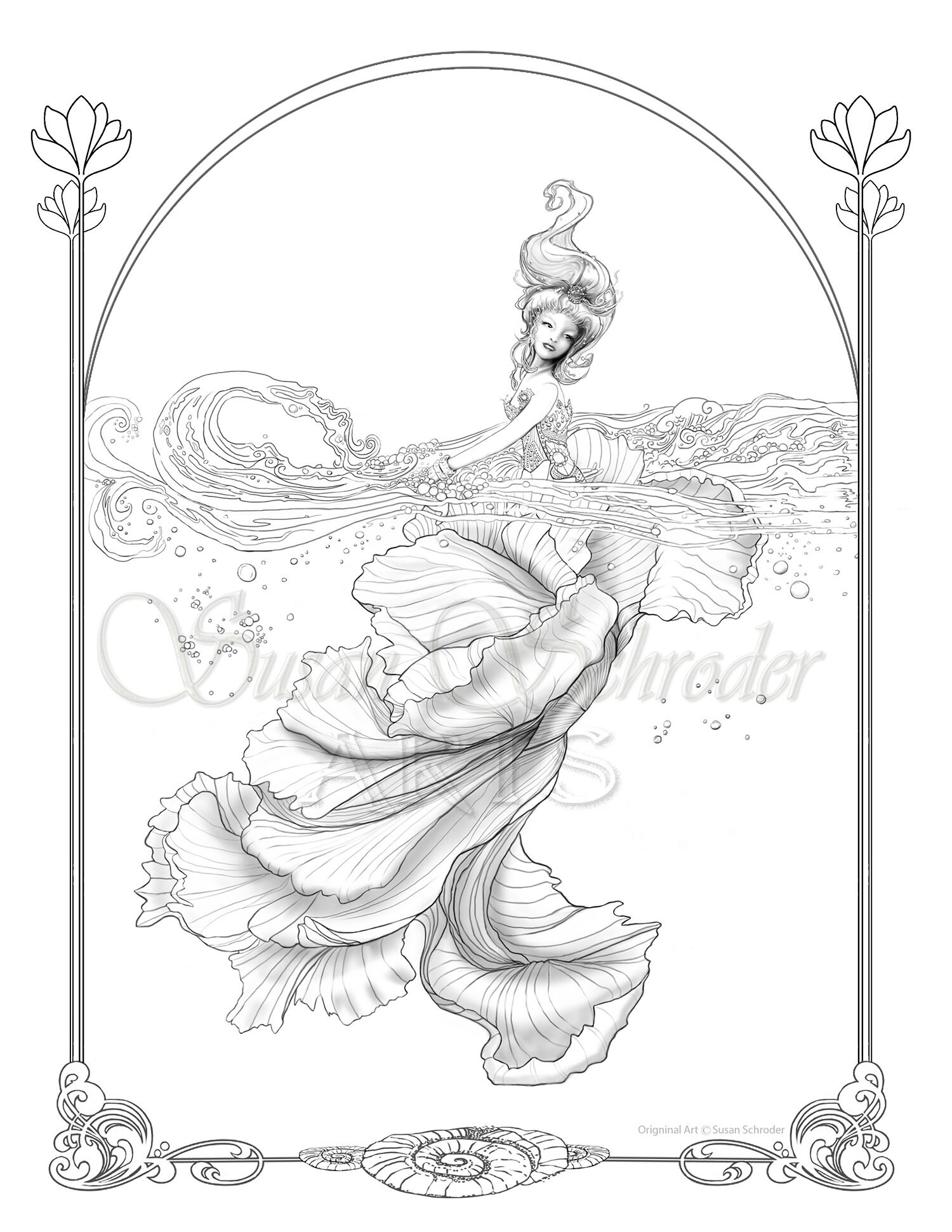 Radiant Mermaid Coloring Page Digital Download - Etsy