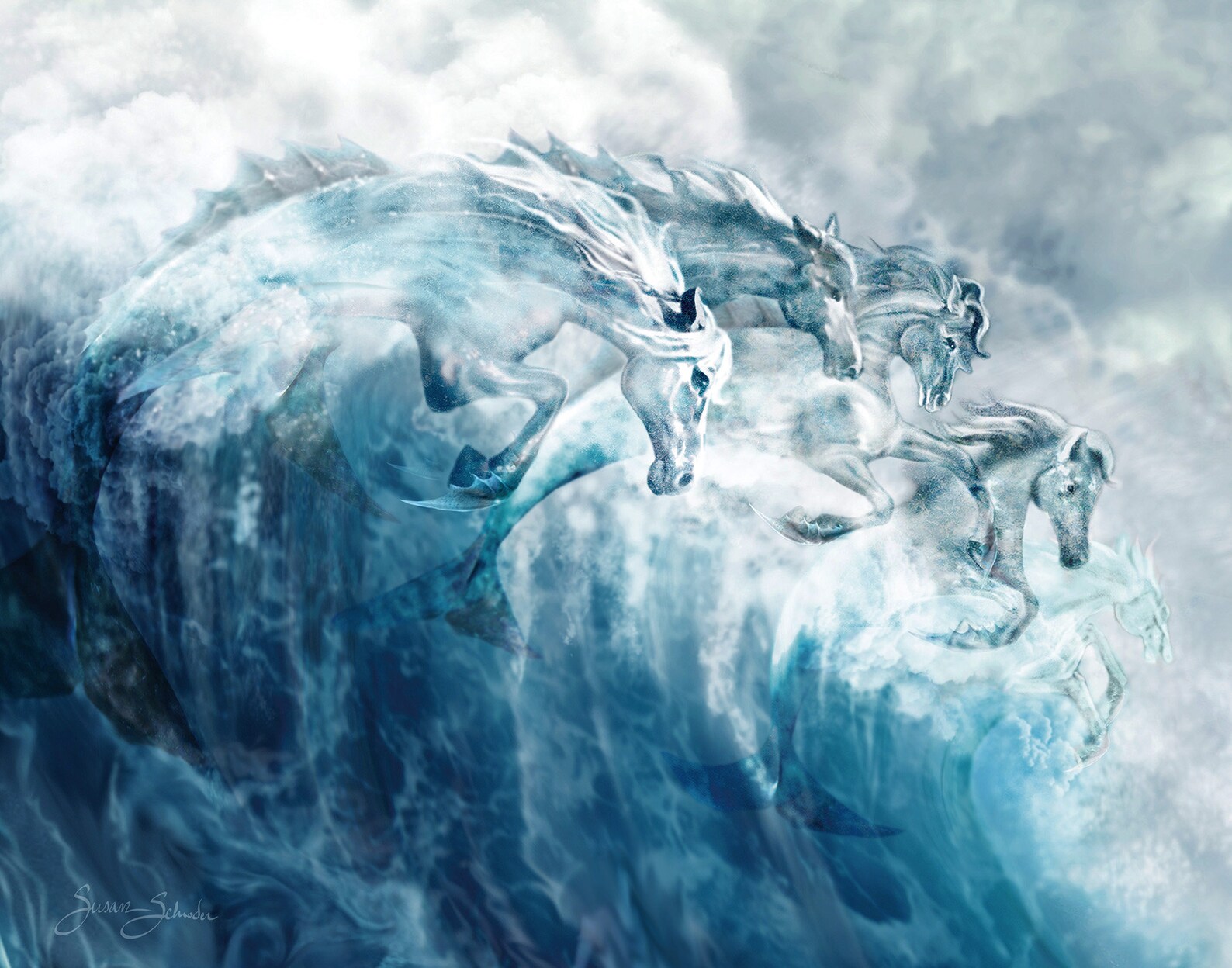 Sea Horses by Susan Schroder - Mythic Fantasy Art Print - Etsy