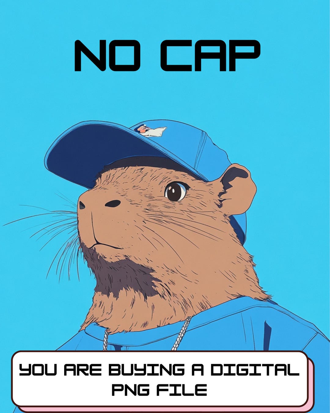 No Cap Capybara Png, Capybara Digital File, Gifts for Kids, - Etsy