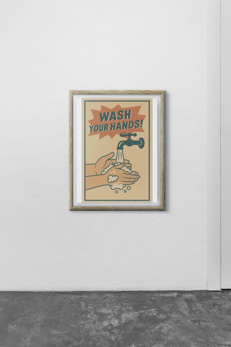 Retro Hygiene Poster Digital Download – Vintage Bathroom Wall Art ...