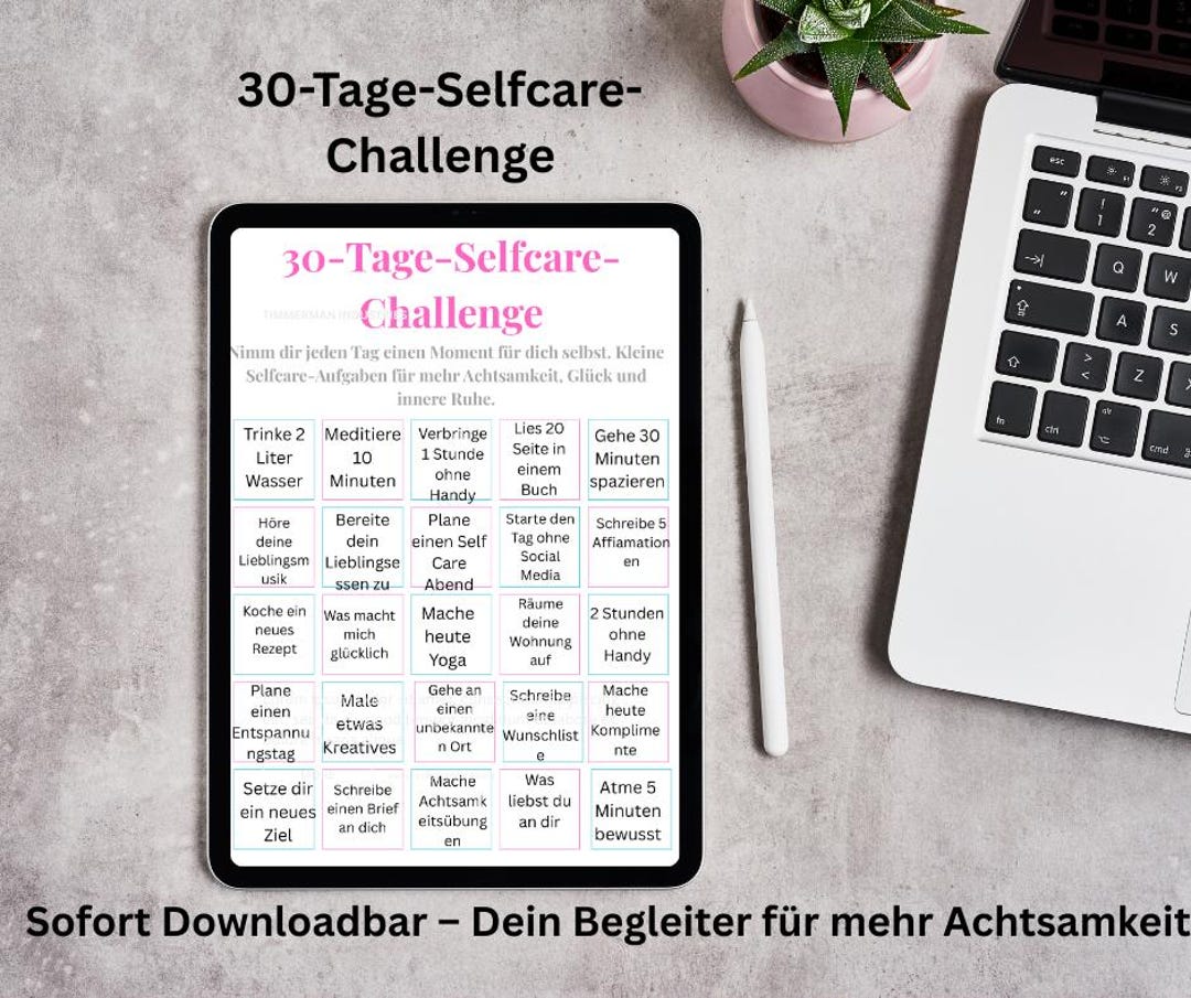 Mindfulness Workbook, German Workbook, 30-day Self-care Challenge ...