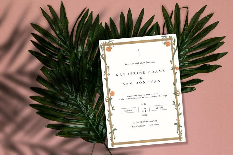 Elegant Christian Wedding Invitation, Floral & Minimalist Design ...