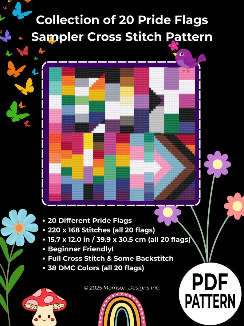 Pride Flags Collection Cross Stitch Pattern, DIY LGBTQIA+ Decor ...