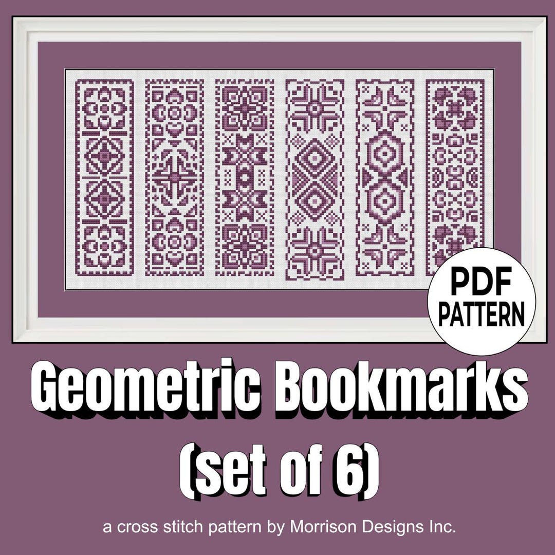 Set of 6 Geometric Bookmarks | Beginner Friendly Cross-stitch Pattern ...