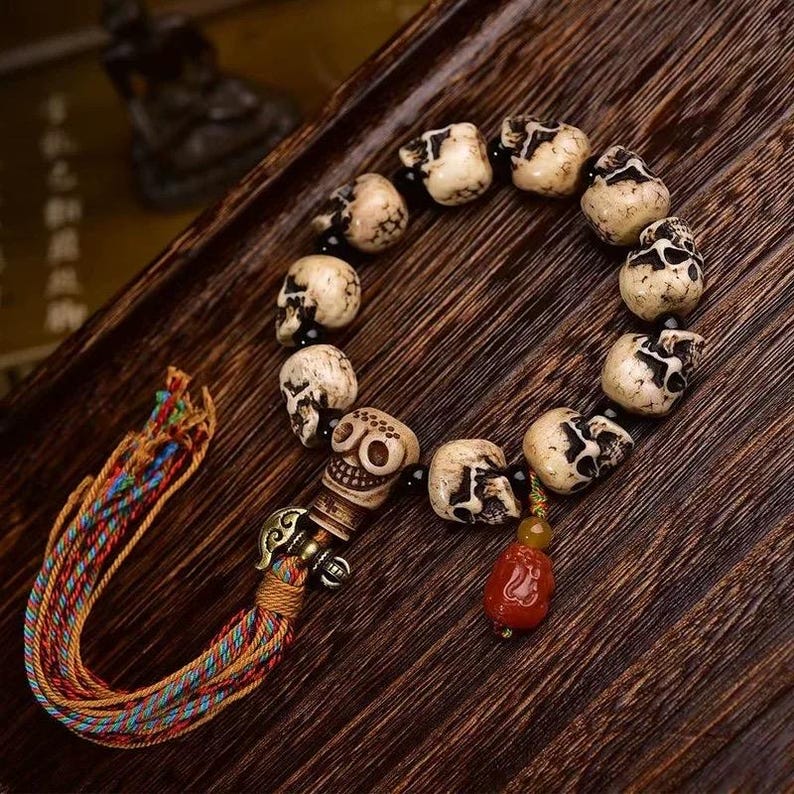 Handcrafted Tibetan Skull Mala Bracelet Camel Bone Amulet Beads - Etsy