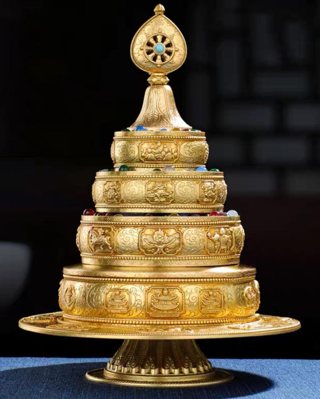 Handmade Brass Mandala Offering Set: Tibetan Auspicious Symbols ...