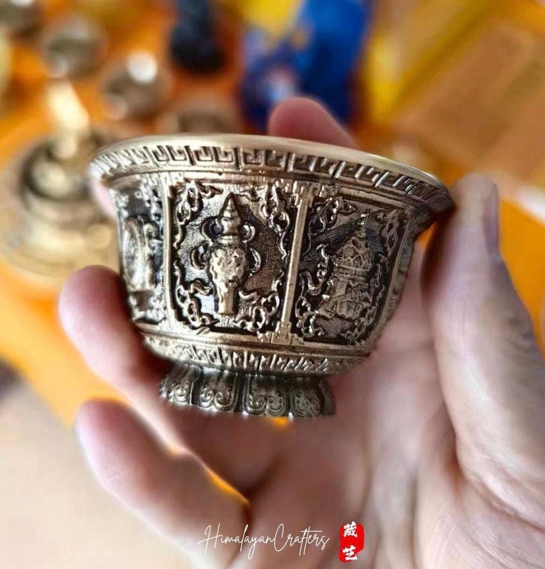 Handcrafted Copper Brass Offering Bowl Tibetan Buddhist Altar Cup for ...