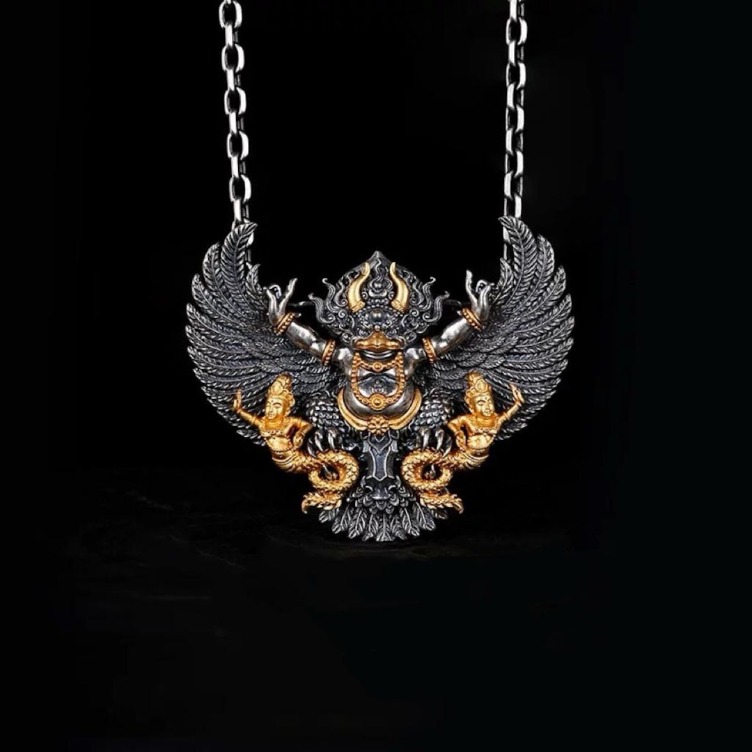 Handcrafted Garuda Pendant for Men - Solid S925 Sterling Silver Tibetan ...