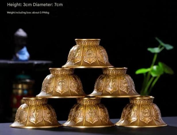 Handcrafted Copper Brass Offering Bowl Tibetan Buddhist Altar Cup for ...