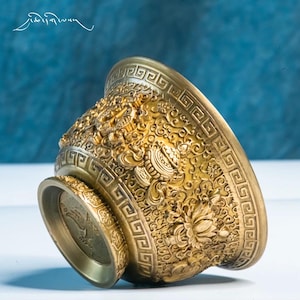 Handcrafted Brass Offering Bowl, Tibetan Buddhist Copper Altar Cup, for ...