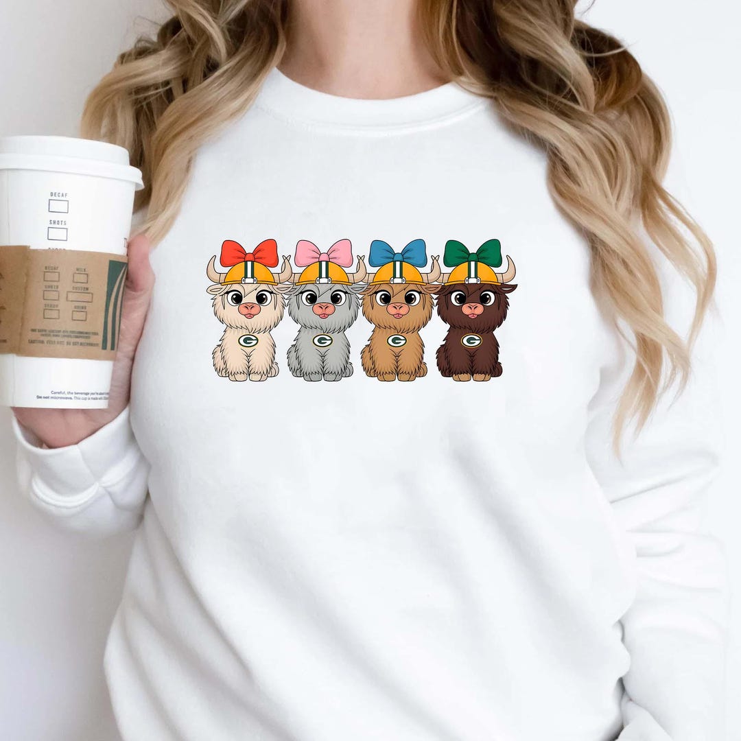 Cute Cartoon Yak Football Shirt Green Bay Packers Theme With Colorful ...