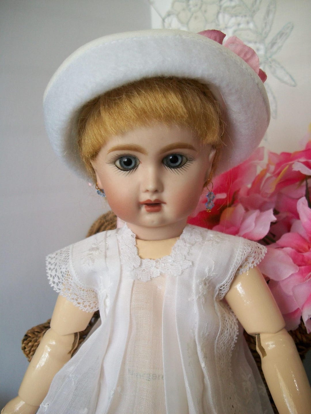 11 Bleuette Dainty Sheer madeira Lace Hanky Dress, Hat and Half Slip - Etsy