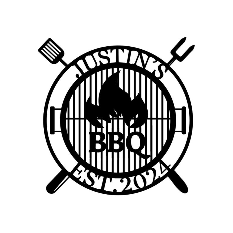 Personalized BBQ Grill Name Metal Sign Custom Barbecue Grill and Bar ...