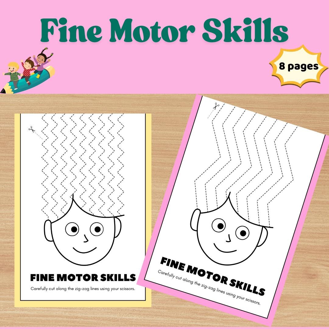 Zigzag Scissor Cutting Practice Worksheet for Kids | Fine Motor Skills ...