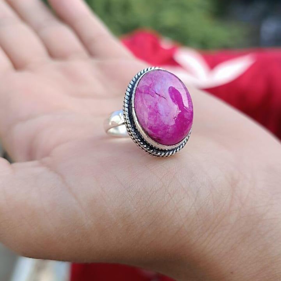 Pink Agate Ring, Sterling Silver Ring, Chunky Rings, Statement Rings ...