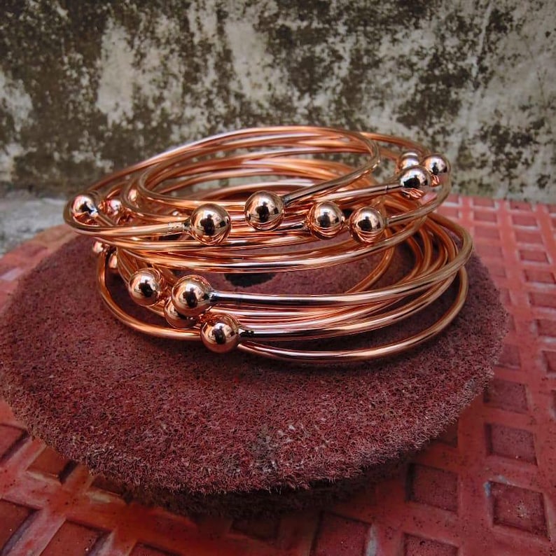 Pure Copper Bracelet , Set of 7 Bangles,copper Bangle Bracelet, Wrap ...