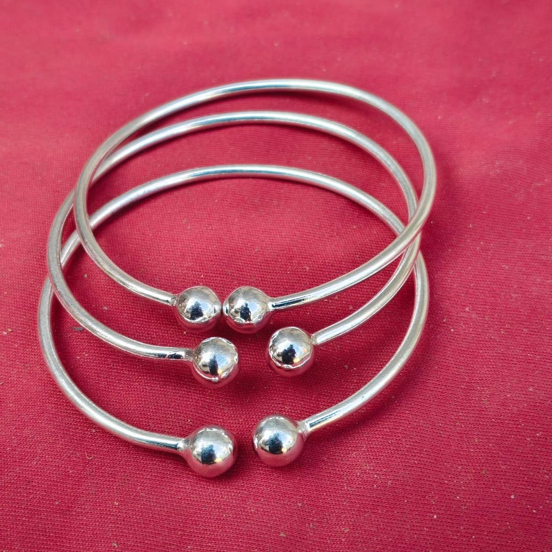 Thick West Indian Bangles, Set of 3 Bangles, Sterling Silver Bangles ...