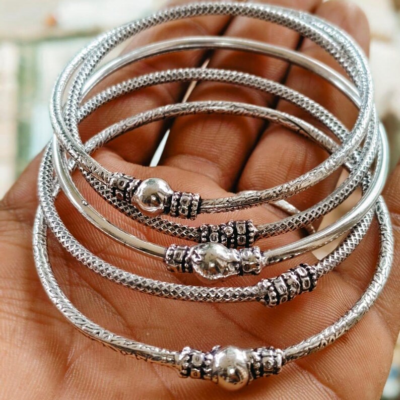 Thick West Indian Bangles, Set of 5 Bangles, Sterling Silver Bangles ...