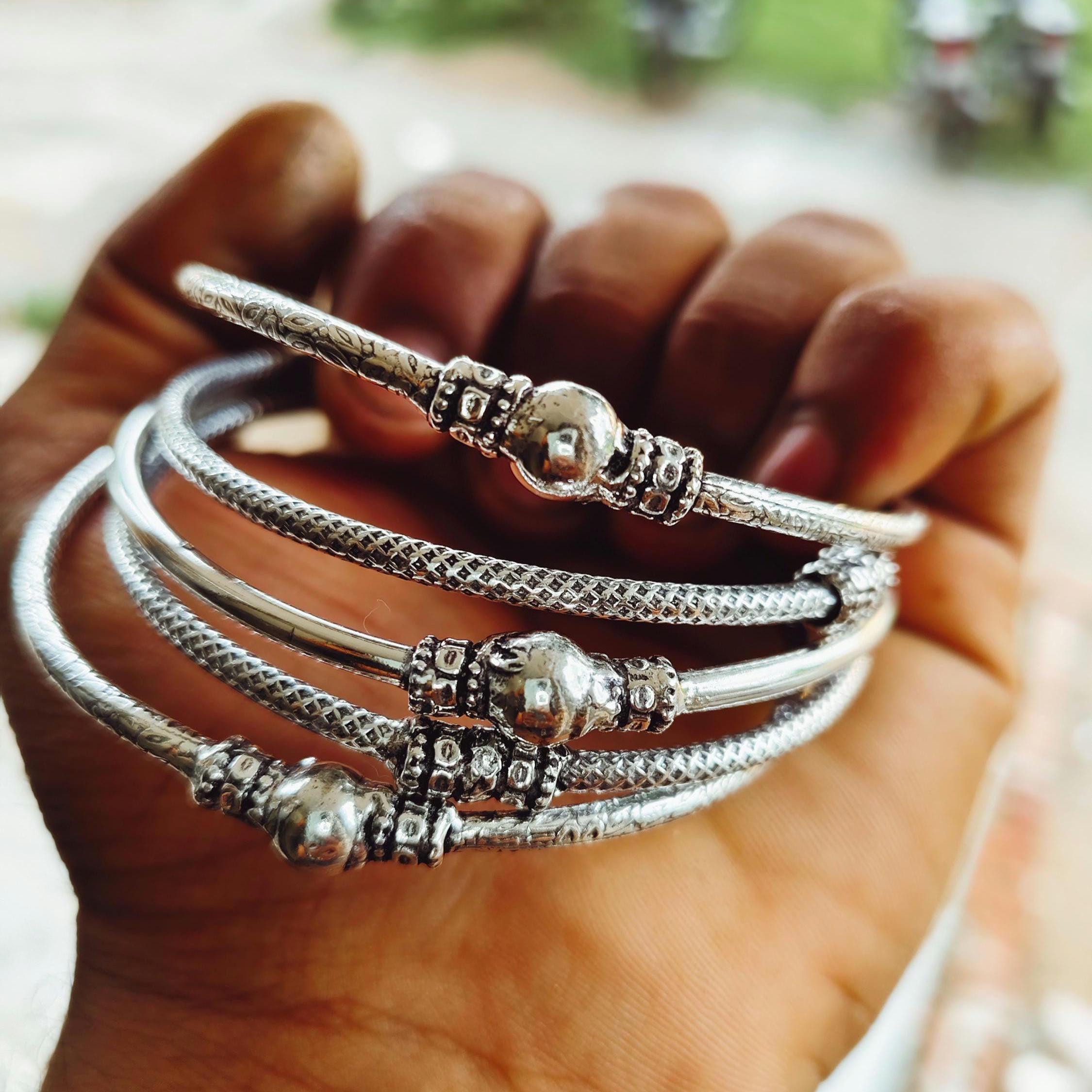 Thick West Indian Bangles, Set of 5 Bangles, Sterling Silver Bangles ...