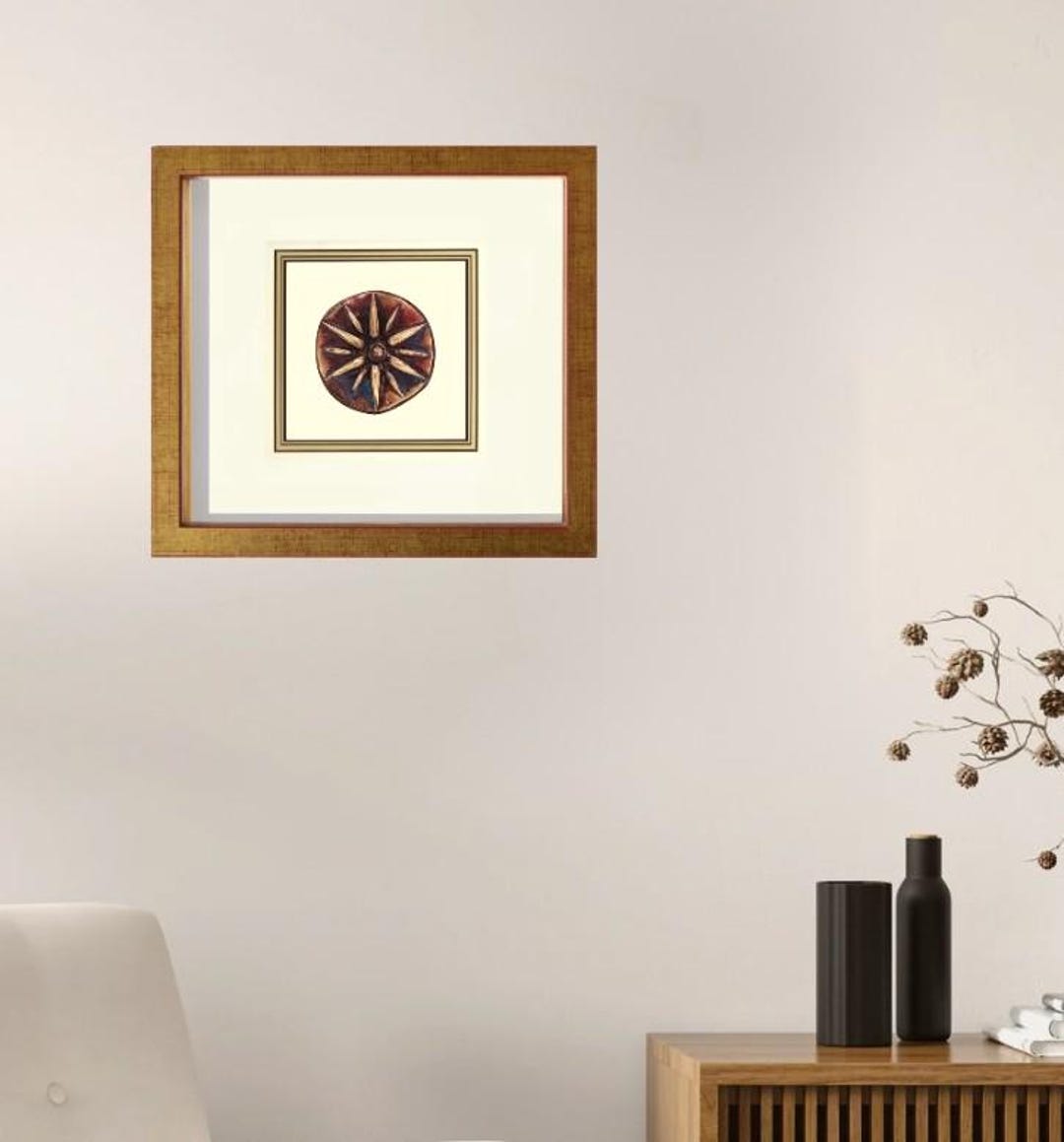 Handmade Ancient Greek Symbol Star of Vergina Brass Art Framed Decor ...