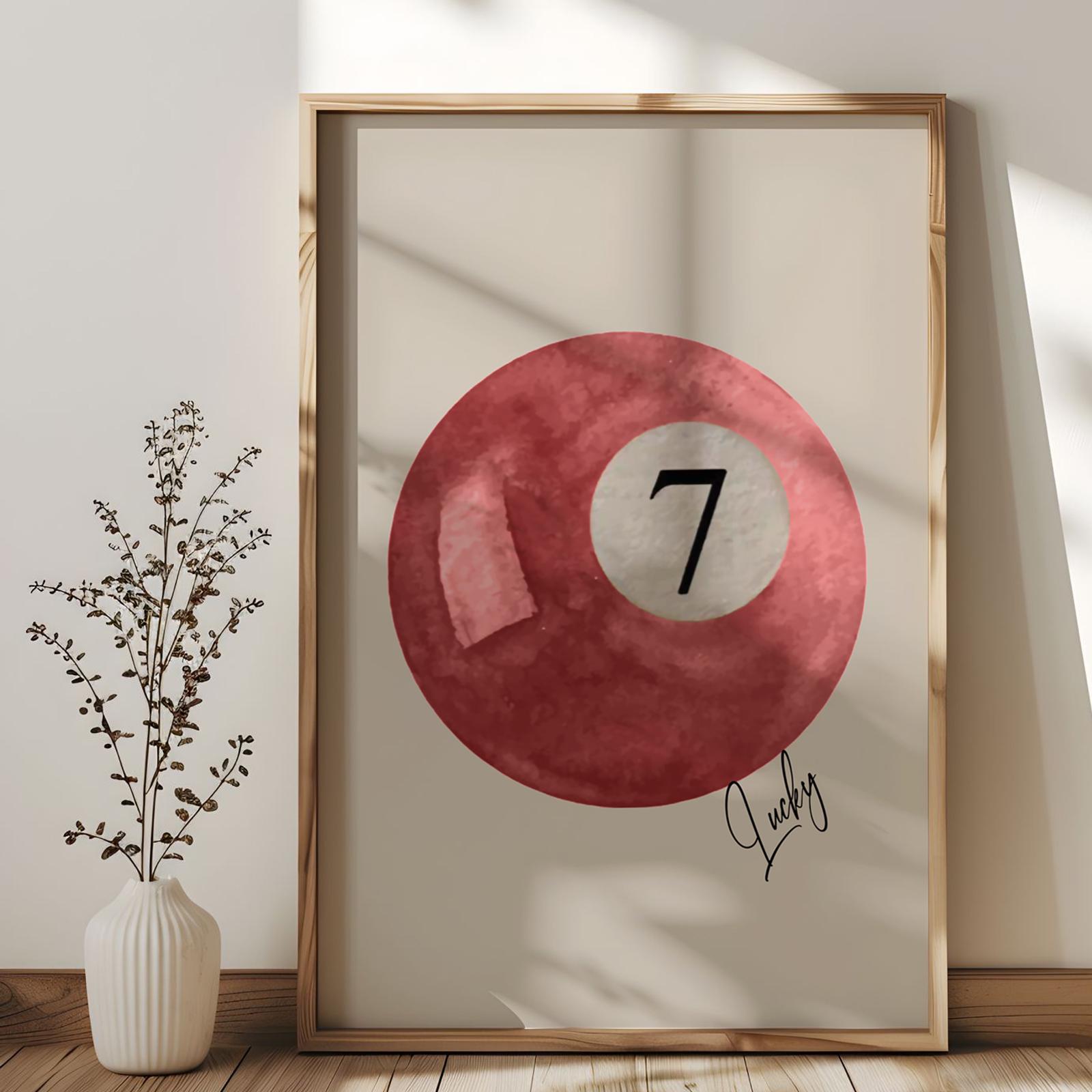 Set of 3 Poster, 8 Pool Ball Wall Art, Lucky Poster, Ace Card Print ...