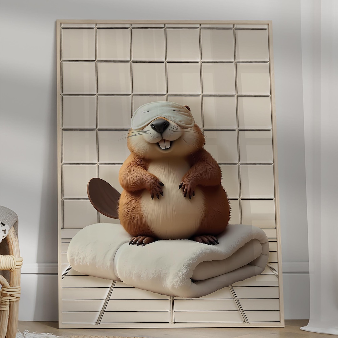 Funny Bathroom Beaver Wall Art, Animal Wear Sleep Masks, Animal Print ...